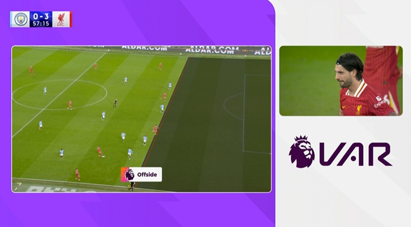 Hình ảnh VAR về bàn thắng 3-0 bị từ chối của Liverpool